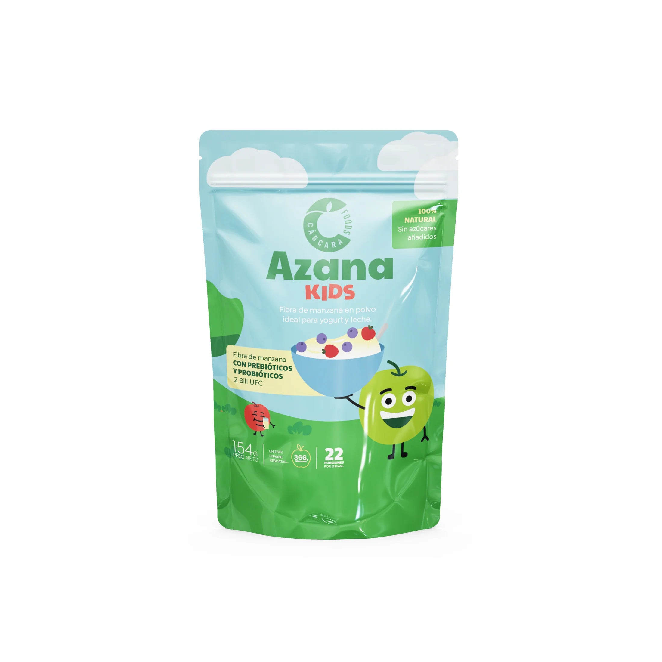 Azana Kids Fibra de Manzana en Polvo con Prebióticos y Probióticos 154