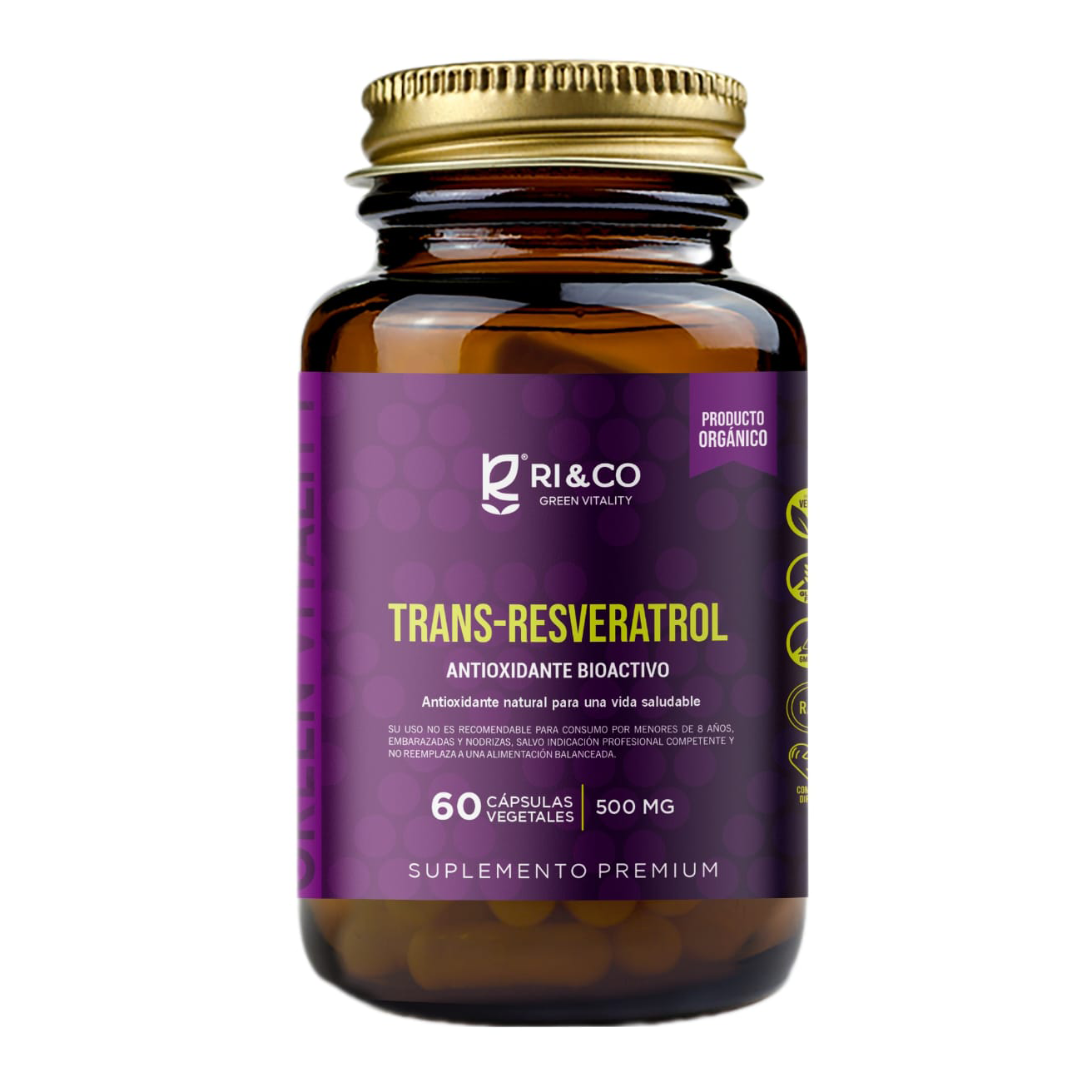 Resveratrol (Trans-Resveratrol) 500mg 60 Caps - RI&CO